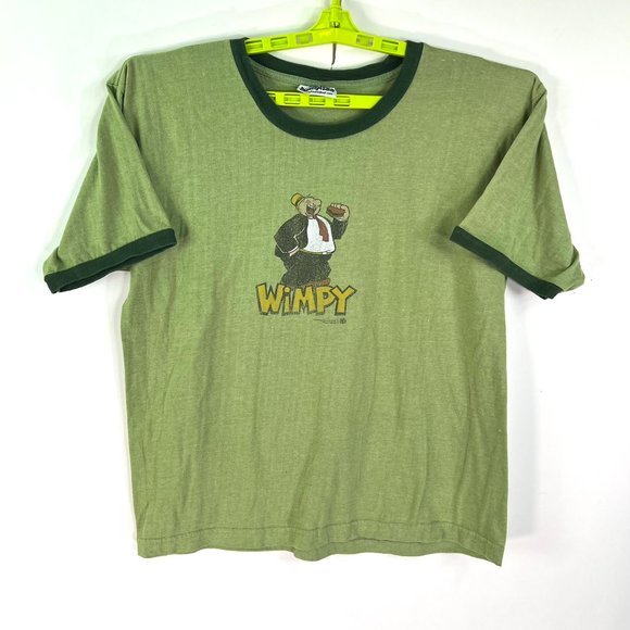 Wimpy | Shirts | Vintage Wimpy 203 T Shirt Adult Size L Green Ringer ...